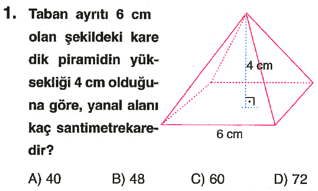 Online Test Çöz - 8. Sınıf Matematik Piramit Koni Kürenin Yüzey Alanı ...