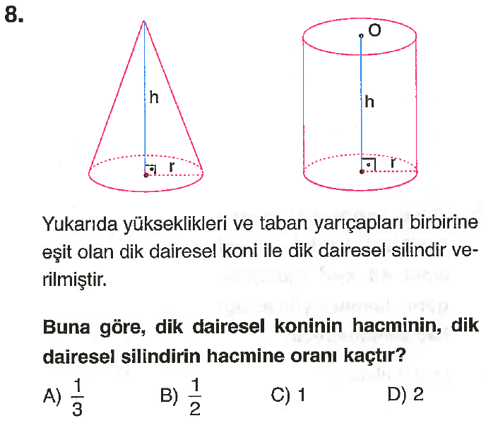 Online Test Çöz - 8. Sınıf Matematik Piramit Koni Kürenin Yüzey Alanı ...